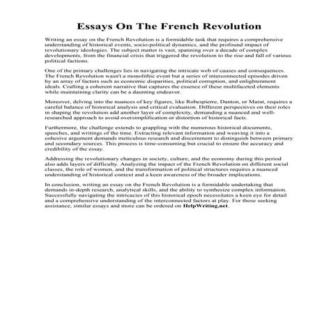 Essays On The French Revolution. essay examples: french revolution ...