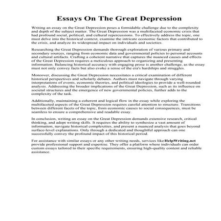 Essays On The Great Depression | PDF | Christianity | Religion ...