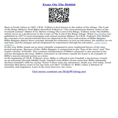 Essays On The Hobbit | PDF