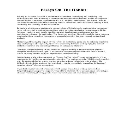 Essays On The Hobbit | PDF
