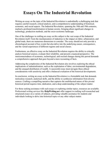 The Industrial Revolution Essay.pdf | Homework and Study | Education