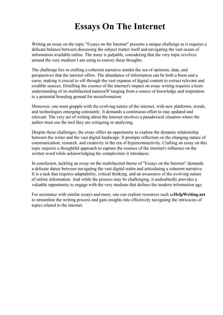 Internet Essay Writing.pdf | Internet | Computing