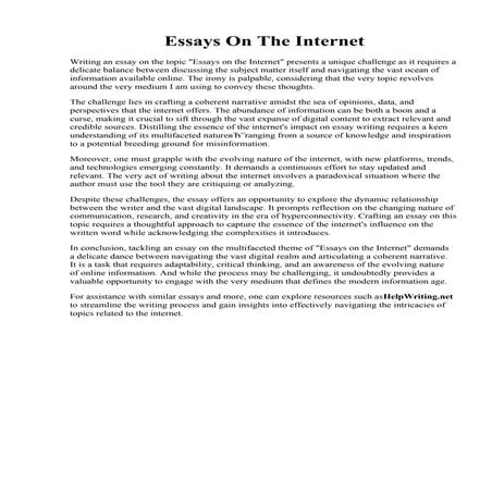 Essays On The Internet | PDF