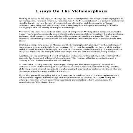 Essays On The Metamorphosis | PDF
