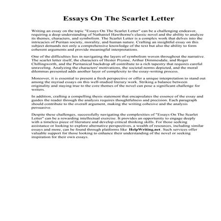 Essays On The Scarlet Letter. Compton College | PDF | Screenwriting ...