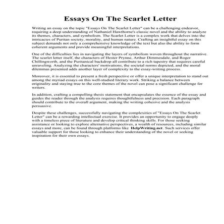 Essays On The Scarlet Letter. Symbolism in the Scarlet Letter The ...