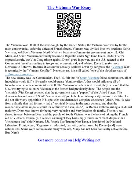 Vietnam War Essay Topics | PDF