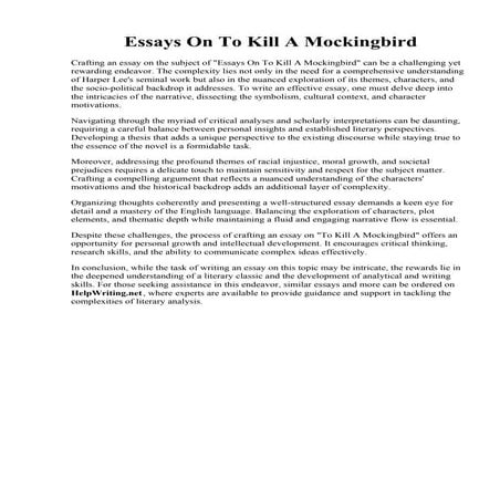 Essays On To Kill A Mockingbird.pdf
