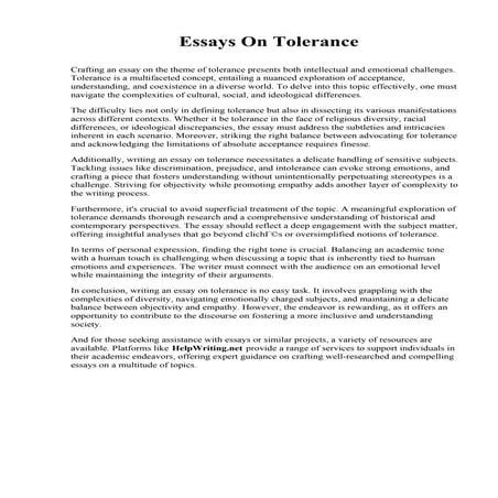Essays On Tolerance | PDF