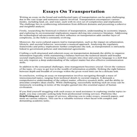 Essays On Transportation.pdfEssays On Transportation. Importance of ...