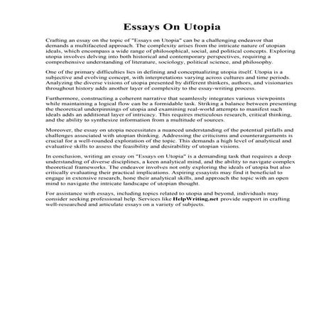 Essays On Utopia | PDF
