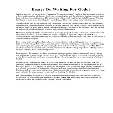 Essays On Waiting For Godot | PDF