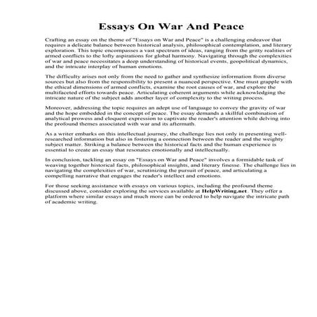 Essays On War And Peace | PDF