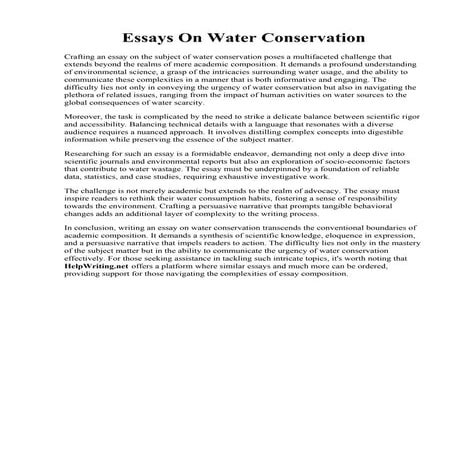 Essays On Water Conservation. Write a short essay on Importance of ...