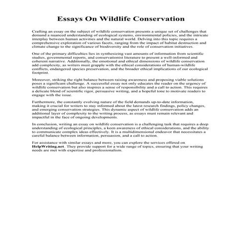 Essays On Wildlife Conservation.pdf