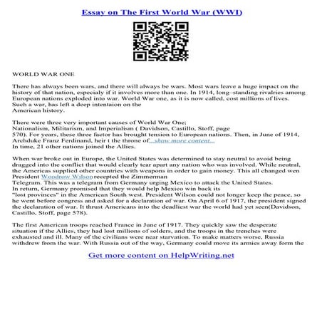Ww1 Essays | PDF
