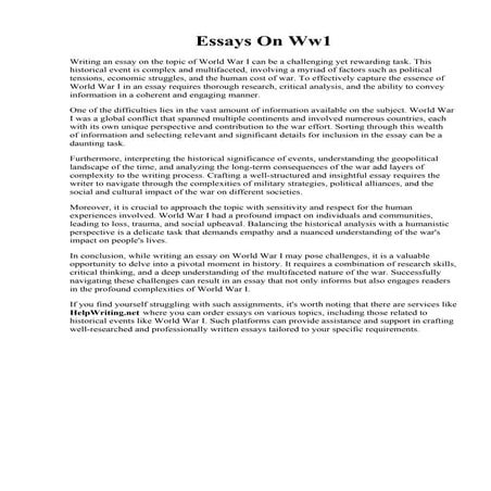 Essays On Ww1 | PDF