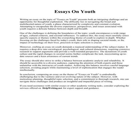Essays On Youth | PDF