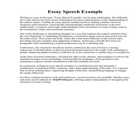 Essay Speech Example.pdf | Secondary Education | Education