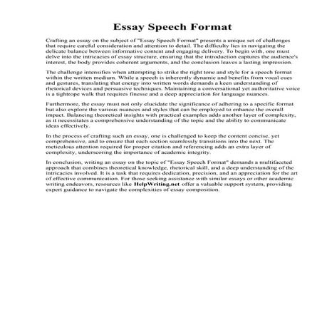 Essay Speech Format | PDF