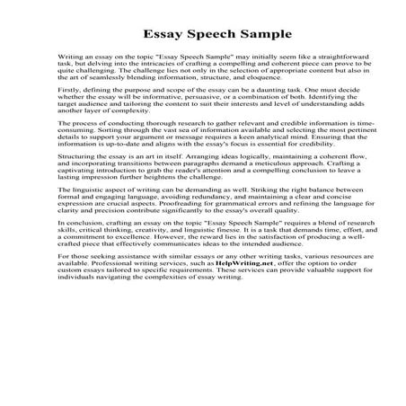 Essay Speech Sample | PDF