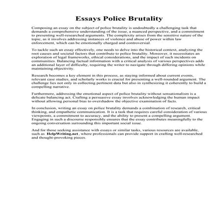 Essays Police Brutality. Police Brutality and Its Contributors - Free ...
