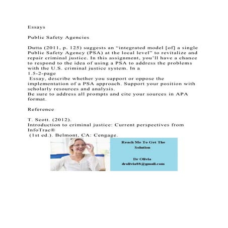 EssaysPublic Safety AgenciesDutta (2011, p. 125) suggests an.docx