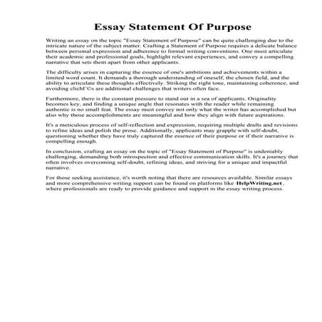 Essay Statement Of Purpose.pdf | Homework and Study | Education
