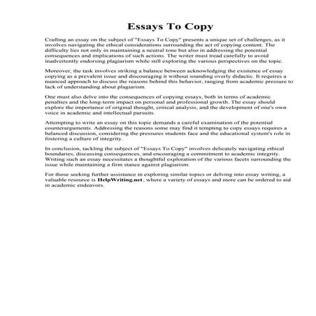 Essays To Copy | PDF