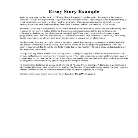 Essay Story Example | PDF