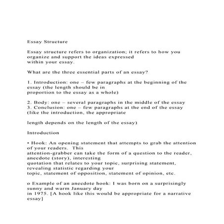 Essay Structure Essay structure refers to organization; it.docx
