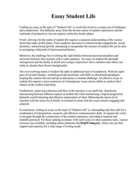 Essay On Students Life. Touro University Worldwide | PDF