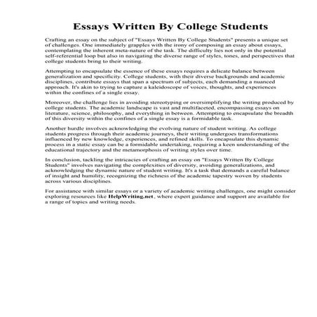 Essays Written By College Students. How to start an academic essay ...