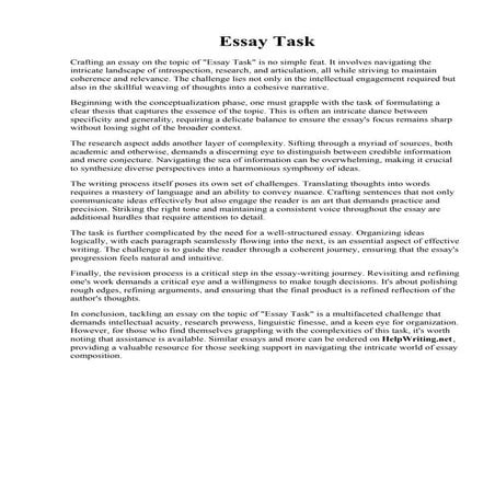 Essay Task. How To Write A Cause And Effect Essay | PDF