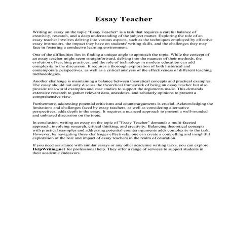 Essay Teacher | PDF