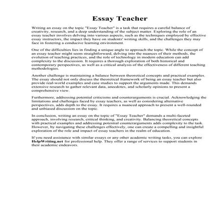 Essay Teacher | PDF