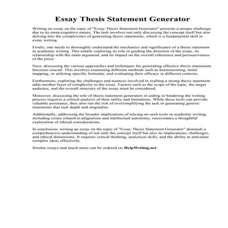 Essay Thesis Statement Generator | PDF