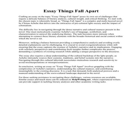 Essay Things Fall Apart | PDF