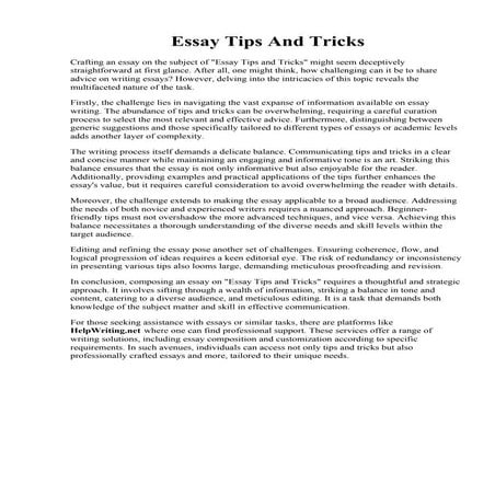 Essay Tips And Tricks. Tips for a great essay in 2021 Essay writing ...