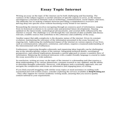 English Essay Internet. Tulsa Community College | PDF
