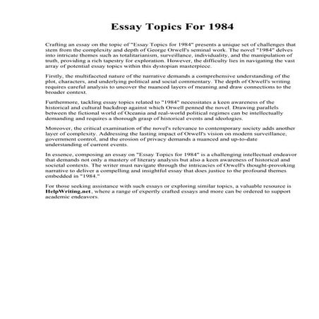 1984 Totalitarianism Essay | PDF