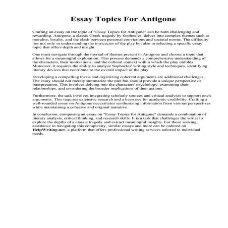 Antigone Essay Topics | PDF