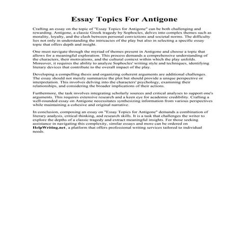 Essay Topics For Antigone | PDF