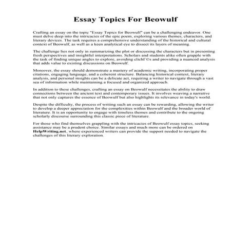 Essay Topics For Beowulf.pdf