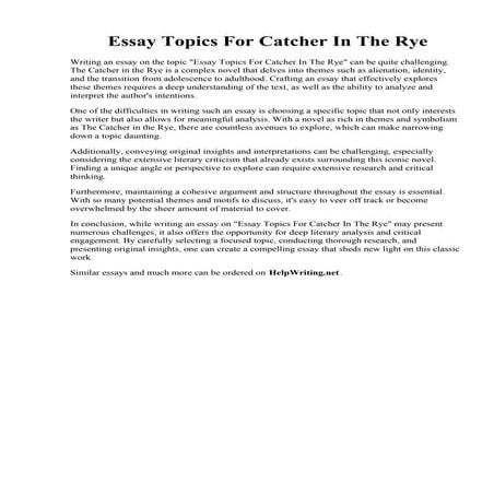 Essay Topics For Catcher In The Rye.pdf