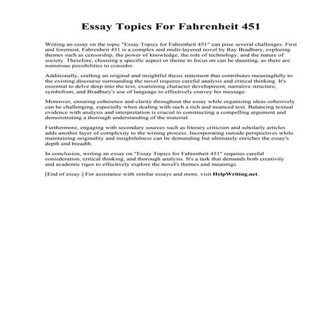 Essay Topics For Fahrenheit 451.pdf