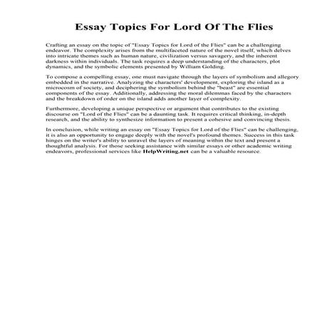 Essay Topics For Lord Of The Flies. Santa Clara University | PDF ...