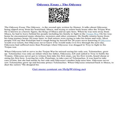Essay Topics For The Odyssey | PDF