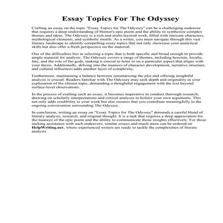 Essay Topics For The Odyssey. Penelope as the Ideal Woman in Homers The ...