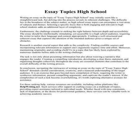 Essay Topics High School | PDF